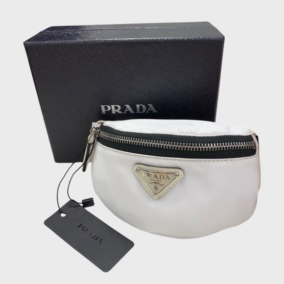 Prada | Bags | Prada New In Box White Tessuto Mini Arm Wrist Pouch ...